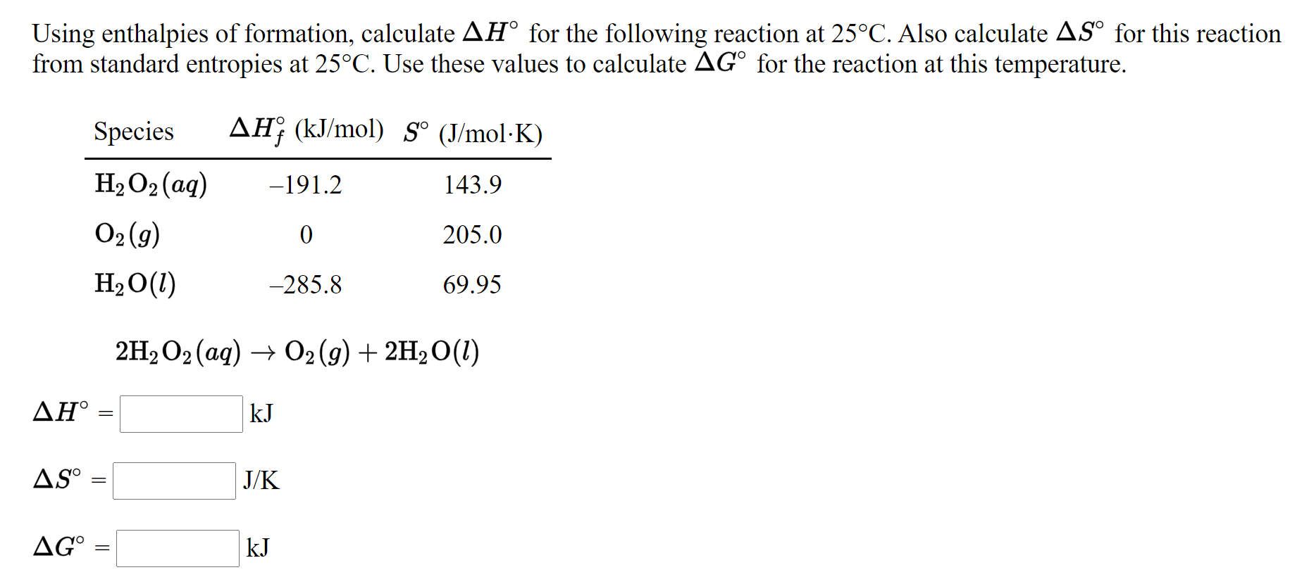 Solved Using enthalpies of formation, calculate AH° for the | Chegg.com