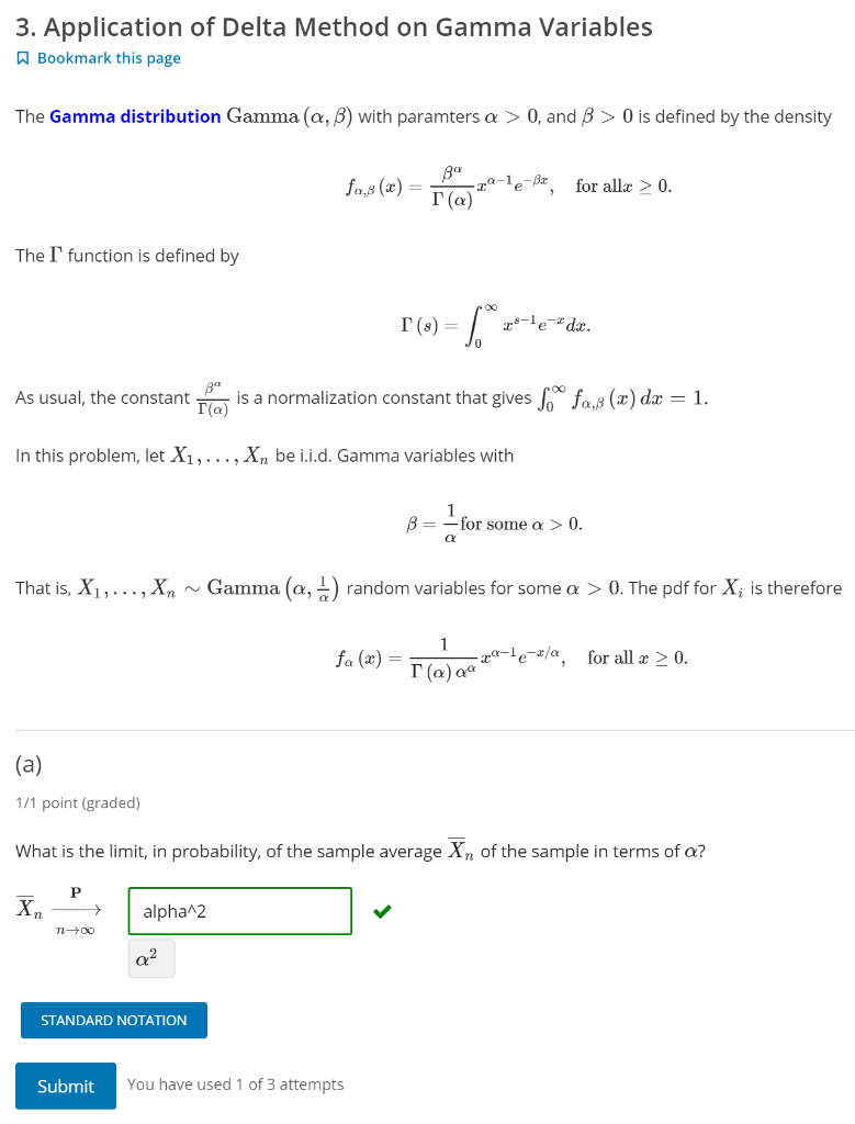 Solved 3. Application of Delta Method on Gamma Variables | Chegg.com