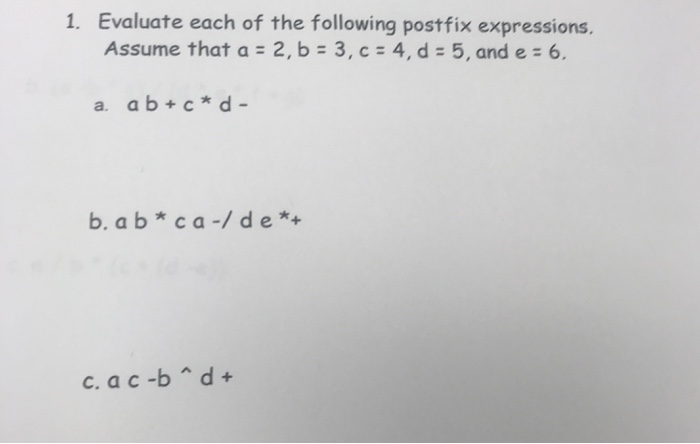 Solved Evaluate each of the following postfix expressions. | Chegg.com
