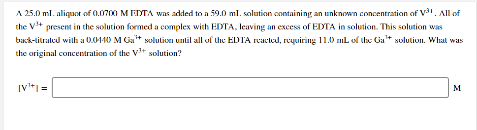Solved: A 25.0 ML Aliquot Of 0.0700 M EDTA Was Added To A ... | Chegg.com