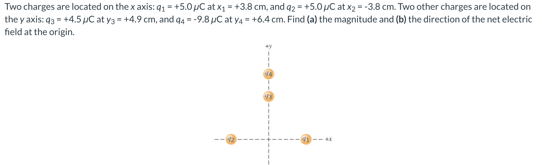 Solved Two charges are located on the x axis: q1=+5.0μC at | Chegg.com