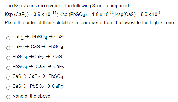 Solved The Ksp values are given for the following 3 | Chegg.com