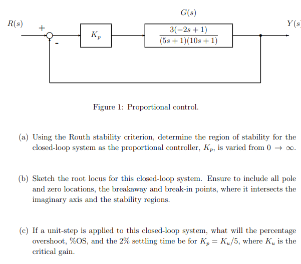 Solved Figure 1: Proportional control. (a) Using the Routh | Chegg.com