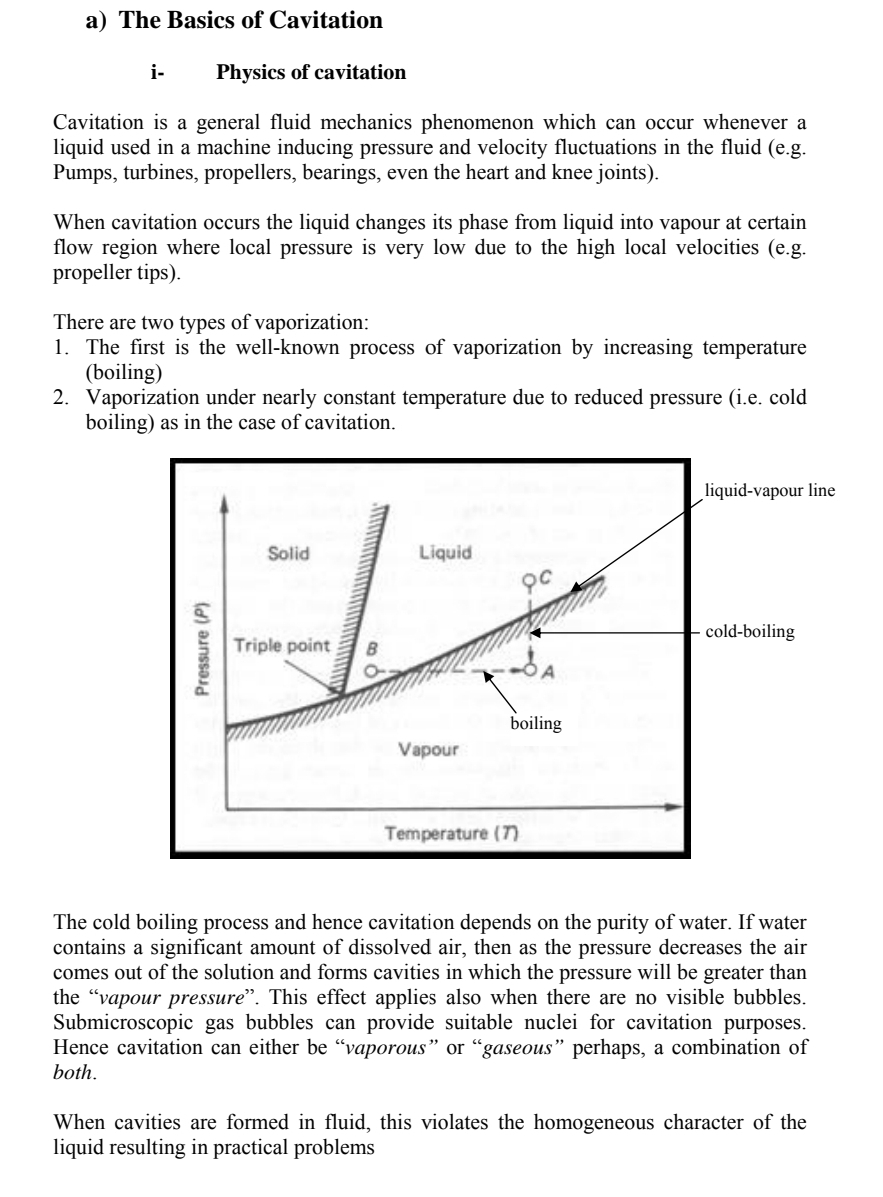 Solved a) The Basics of Cavitation i- Physics of cavitation | Chegg.com