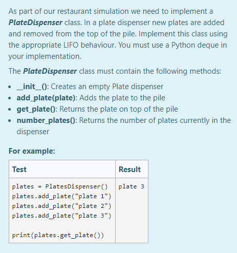 Solved As part of our restaurant simulation we need to | Chegg.com