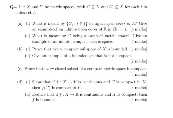 Solved Q4. Let X and Y be metric spaces, with C S X and G, S | Chegg.com