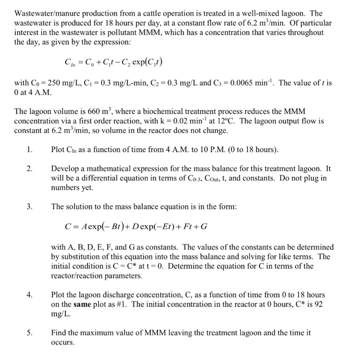 Solved Waste water/manure production from a cattle operation | Chegg.com