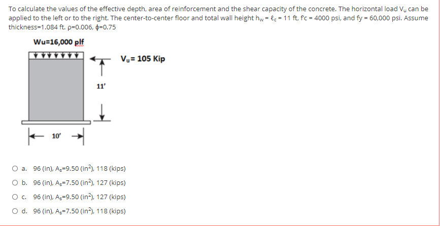 To calculate the values of the effective depth, area | Chegg.com