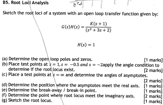 Solved B5. Root Loci Analysis Sketch the root loci of a | Chegg.com