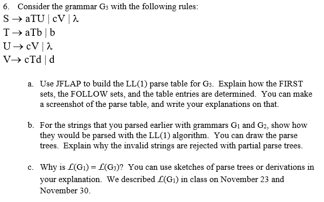 6. Consider the grammar G3 with the following rules: | Chegg.com
