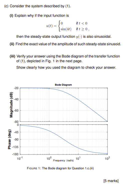 Solved (c) Consider the system described by (1). (i) Explain | Chegg.com