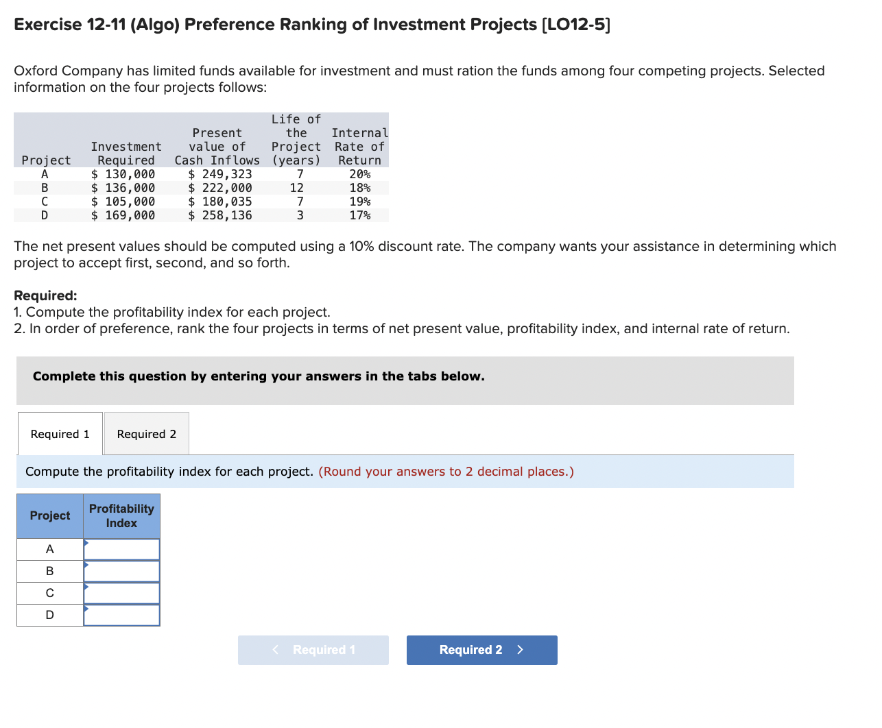 Solved Exercise 12-11 (Algo) Preference Ranking of | Chegg.com