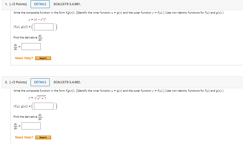 Solved 1. [-/2 points) DETAILS SCALCET9 3.4.001. Write the | Chegg.com