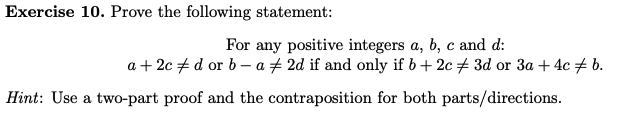 Solved Exercise 10. Prove the following statement: For any | Chegg.com