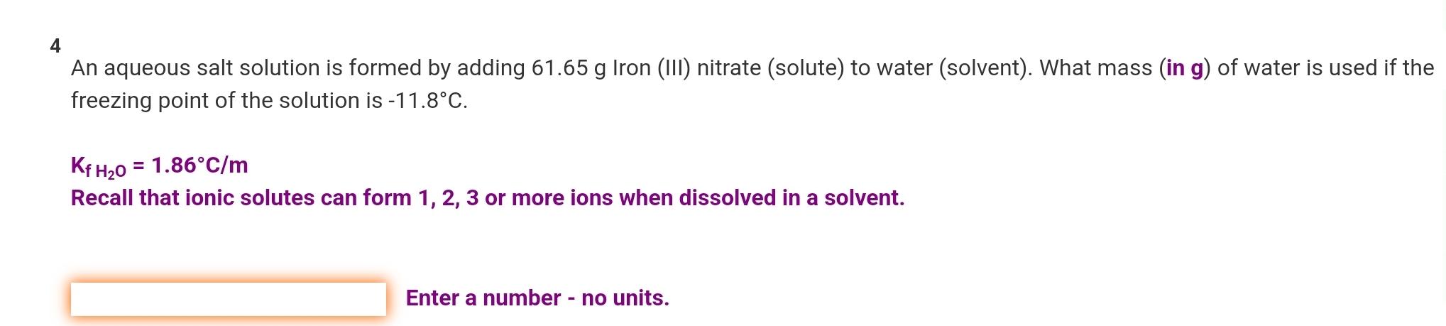 Solved 4 An aqueous salt solution is formed by adding 61.65 | Chegg.com