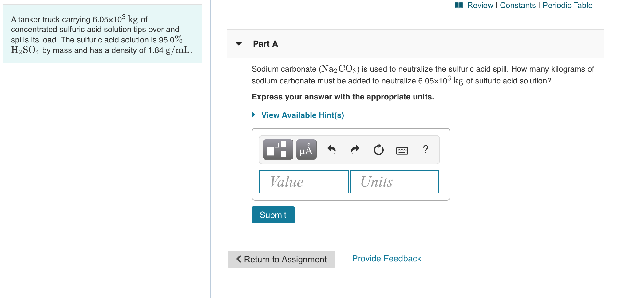 Solved A Review | Constants | Periodic Table A tanker truck | Chegg.com