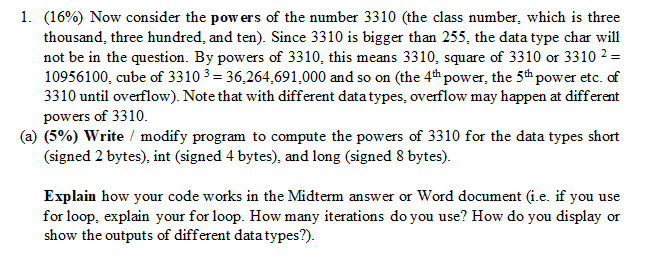 Solved 1. (16%) Now consider the powers of the number 3310 | Chegg.com