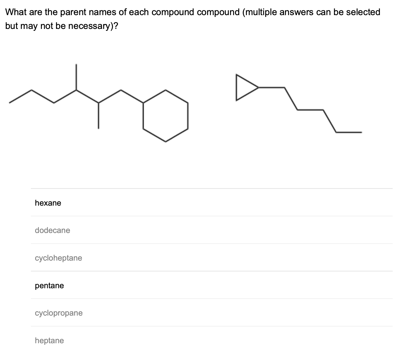 Solved Please note that the answers for pentane and hexane | Chegg.com