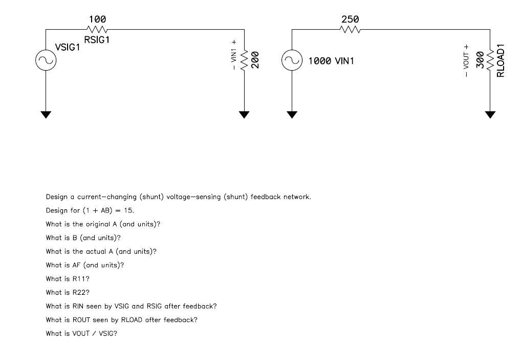 Solved 250 100 w RSIG1 VSIG1 - VIN1 200 1000 VIN1 - VOUT + | Chegg.com