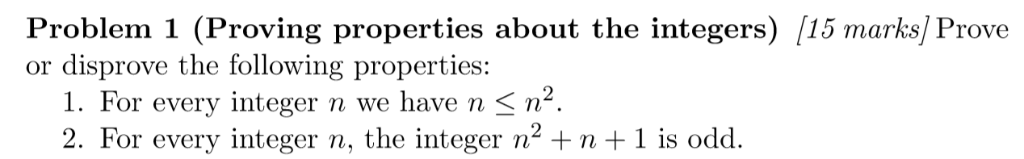 Solved Problem 1 (Proving properties about the integers) [15 | Chegg.com