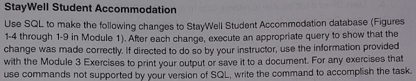 Solved Stay Well Student Accommodation Use SQL to make the | Chegg.com