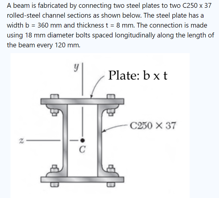 Solved A beam is fabricated by connecting two steel plates | Chegg.com