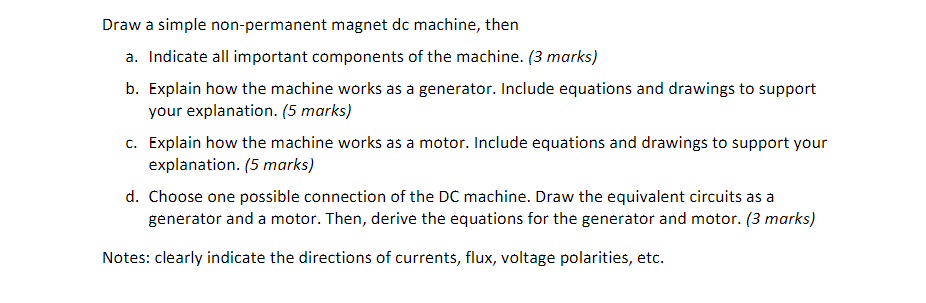 Solved Draw a simple non-permanent magnet dc machine, then | Chegg.com