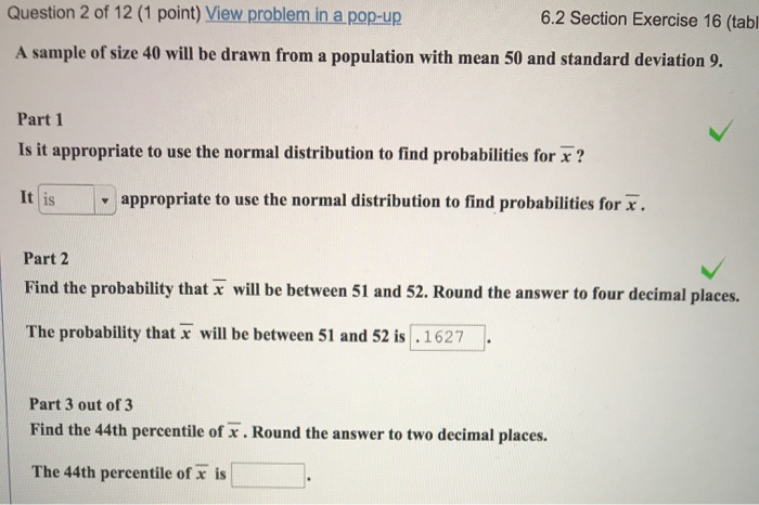 Solved Question 2 of 12 (1 point) View problem in a pop-up | Chegg.com