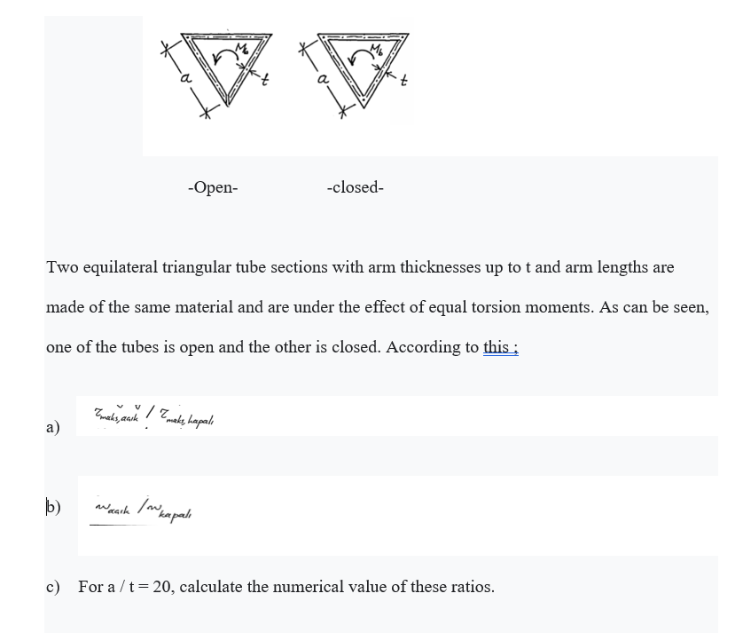 S a t -Open- -closed- Two equilateral triangular tube | Chegg.com
