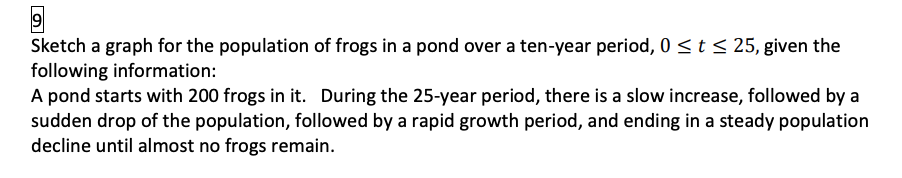 Solved 9 Sketch a graph for the population of frogs in a | Chegg.com