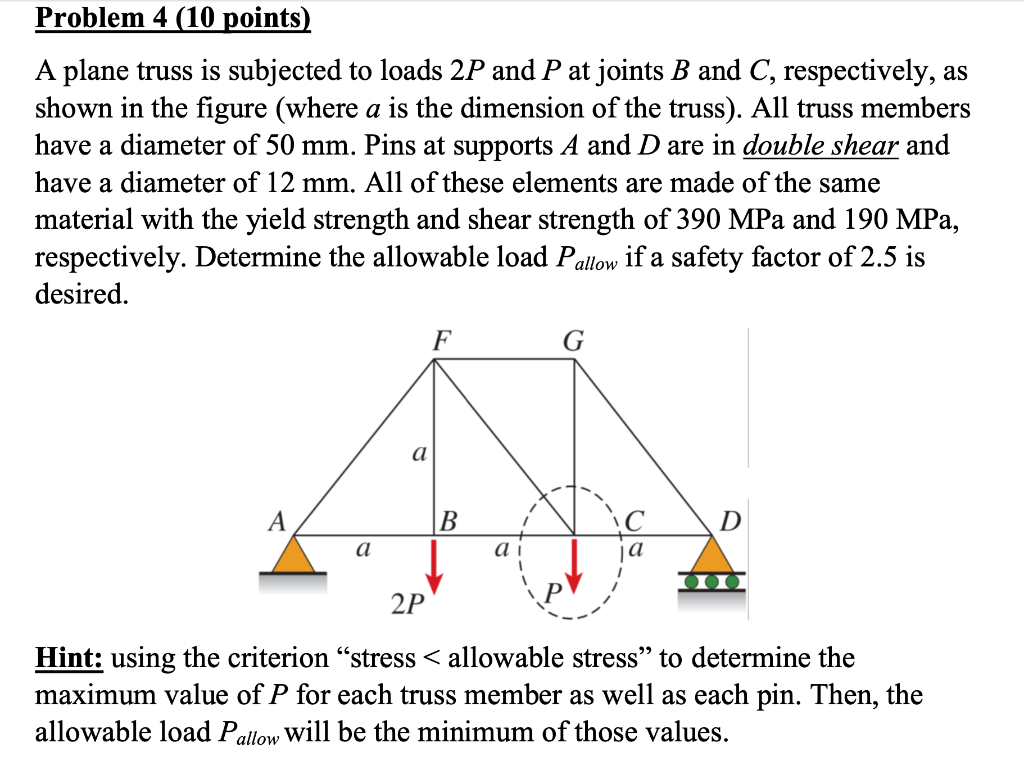 Solved A plane truss is subjected to loads 2P and P at | Chegg.com