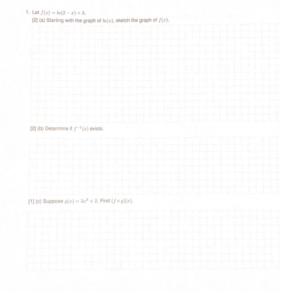 Solved 1. Let f(x)=ln(2−x)+3. [2] (a) Starting with the | Chegg.com
