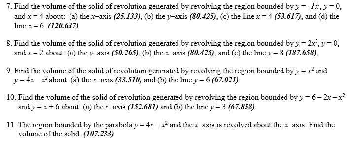 Solved 7. Find the volume of the solid of revolution | Chegg.com