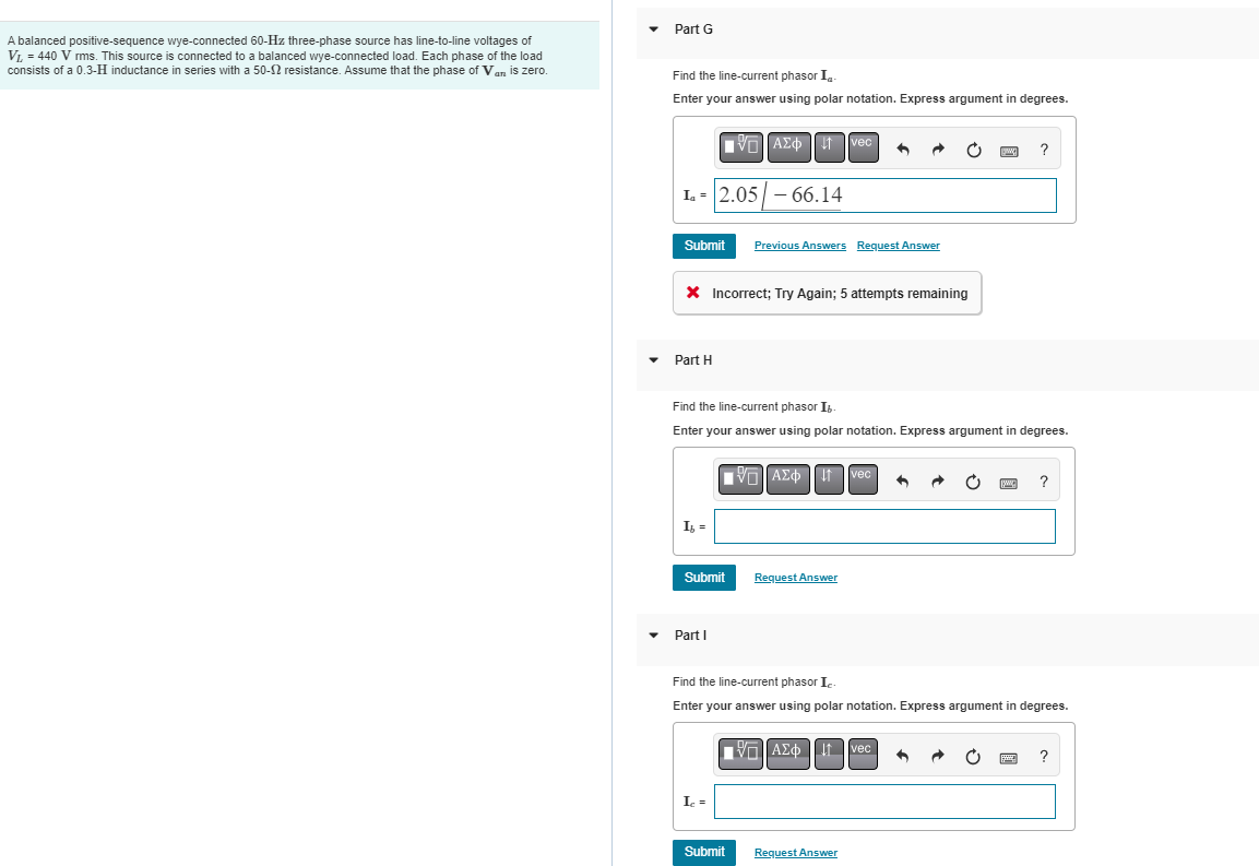 Solved A balanced positive-sequence wye-connected 60−Hz | Chegg.com