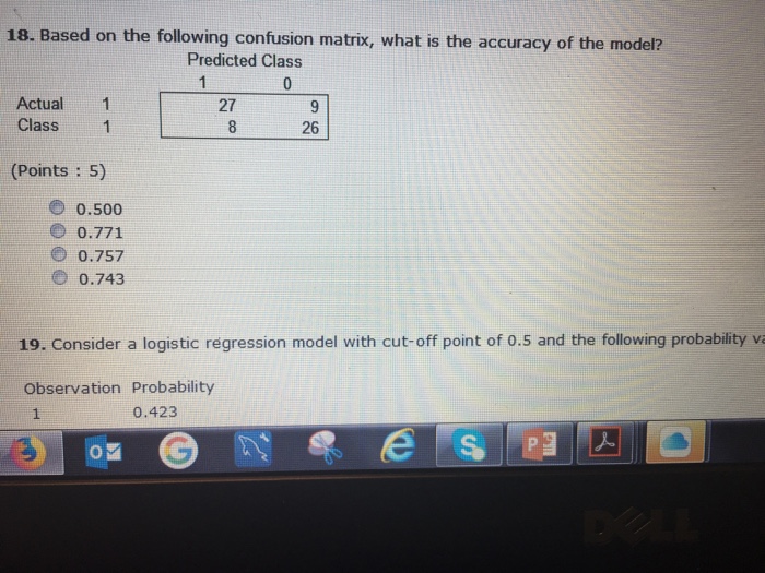 Solved 18. Based on the following confusion matrix, what is | Chegg.com