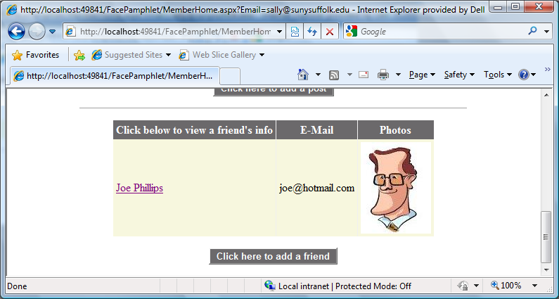 CST272 Final Project The "FacePamphlet" database | Chegg.com
