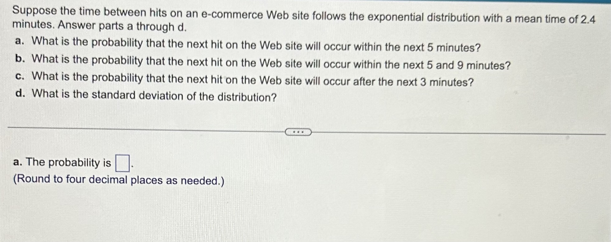 Solved Suppose the time between hits on an e-commerce Web | Chegg.com