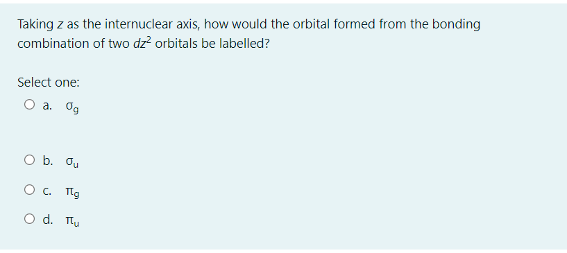 Solved Taking z as the internuclear axis, how would the | Chegg.com