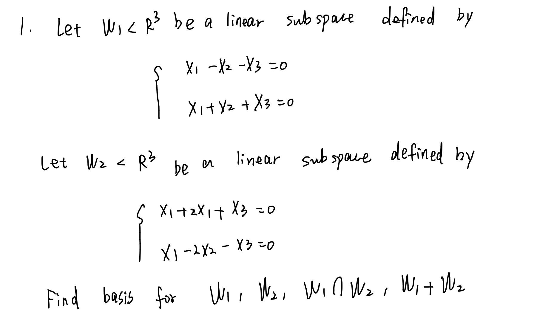 Solved 1. Let W1 | Chegg.com
