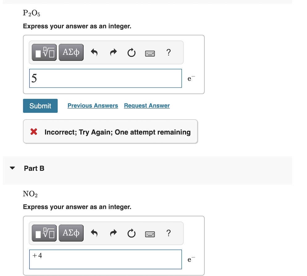 P2O5 Express your answer as an integer. Part B NO2 | Chegg.com P2O5 Express your answer as an integer. Part B NO2 | Chegg.com