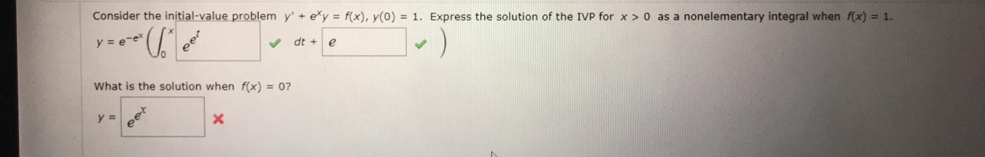 Solved Consider the initial-value problem y' + efy = f(x), | Chegg.com