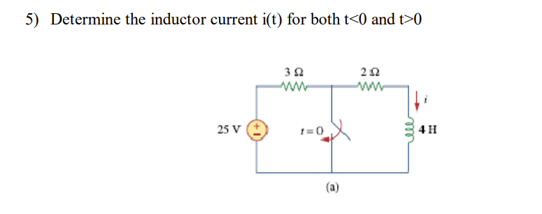 Solved 5) Determine the inductor current i(t) for both t