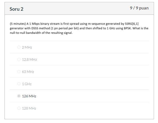 Solved (5 minutes) A 1 Mbps binary stream is first spread | Chegg.com