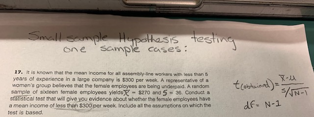 Solved Small Sample Hypothesis One Sample Cases Testing J Chegg