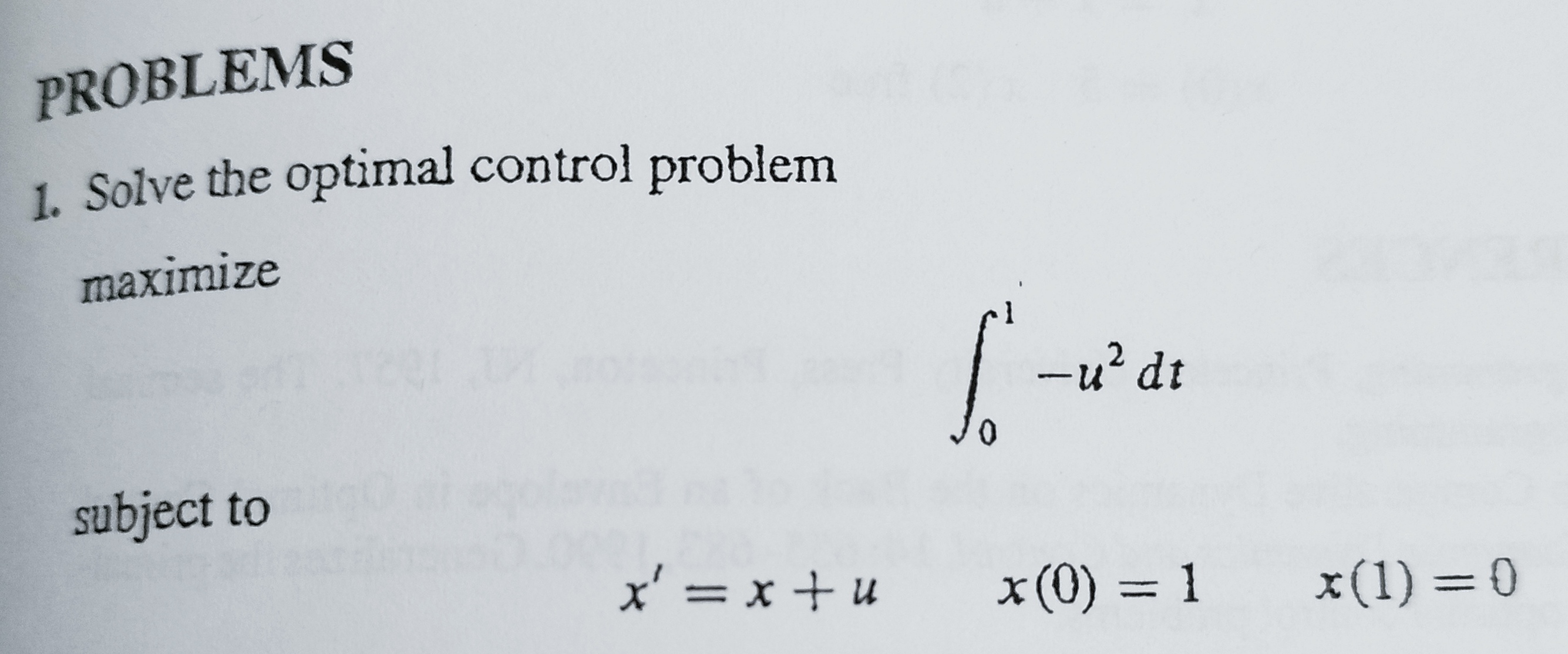 Solved 1. Solve the optimal control problem maximize | Chegg.com