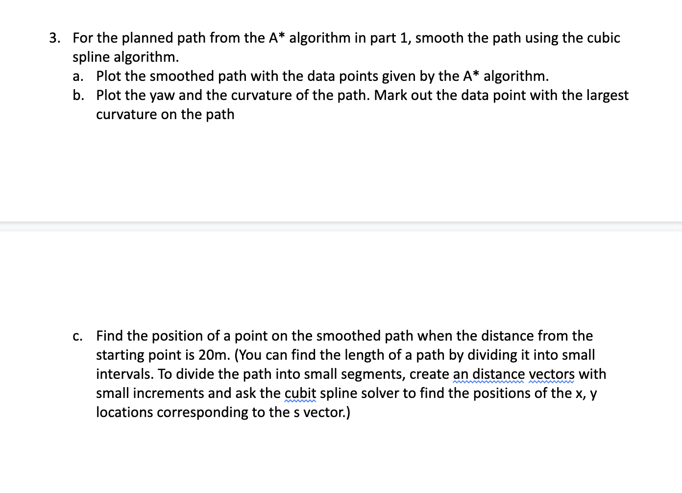 N3 Motion Path Planning and Smoothing 1. Given the | Chegg.com