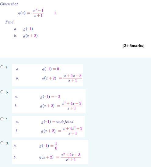 Solved Given that g(x)=x+1x2−11 Find: a. g(−1) b. g(x+2) | Chegg.com