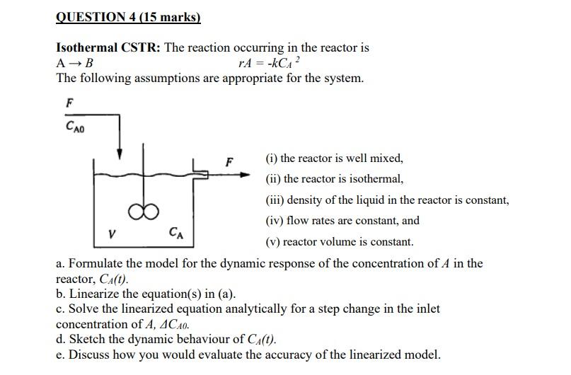 Solved Isothermal Cstr The Reaction Occurring In The 