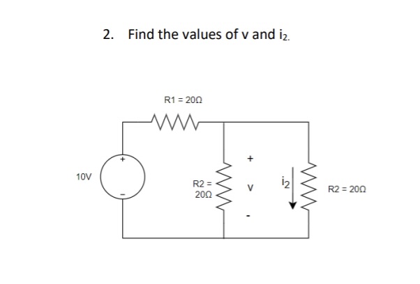 Solved Find the values of v ﻿and i2. | Chegg.com