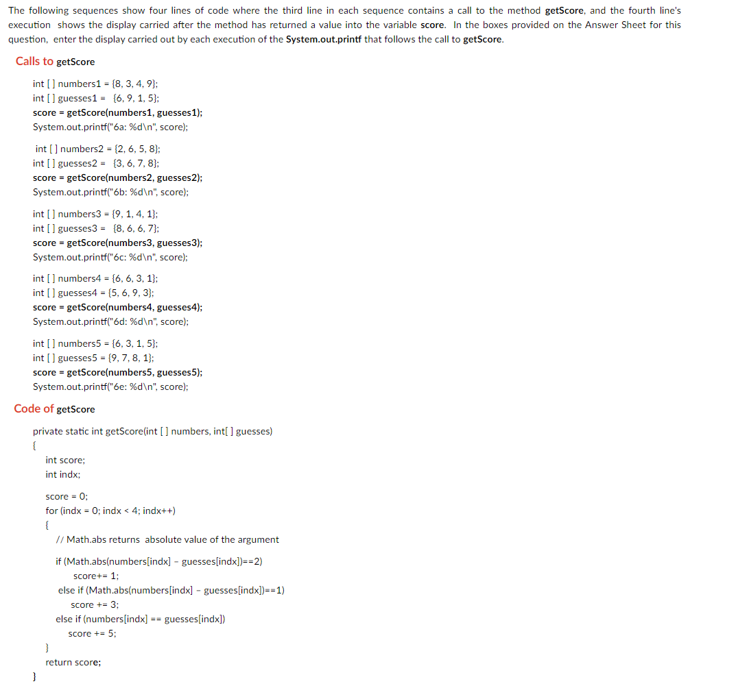 Solved The following sequences show four lines of code where | Chegg.com